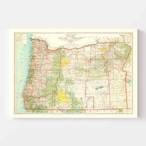 Oregon Map 1922 Old Map of Oregon Art Vintage Print Framed Wall Art ...