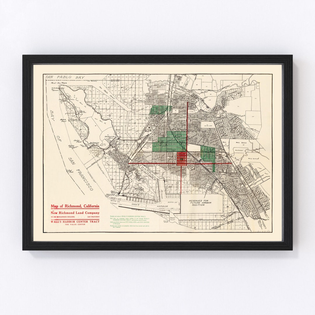 Richmond Map 1910 Old Map of Richmond California Art Vintage Print ...
