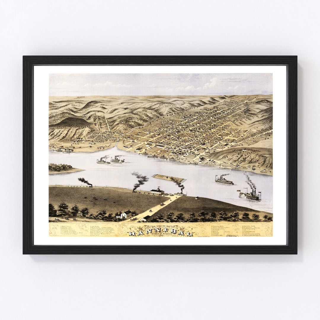 Hannibal Map 1869 Old Map of Hannibal Missouri Art Vintage - Etsy
