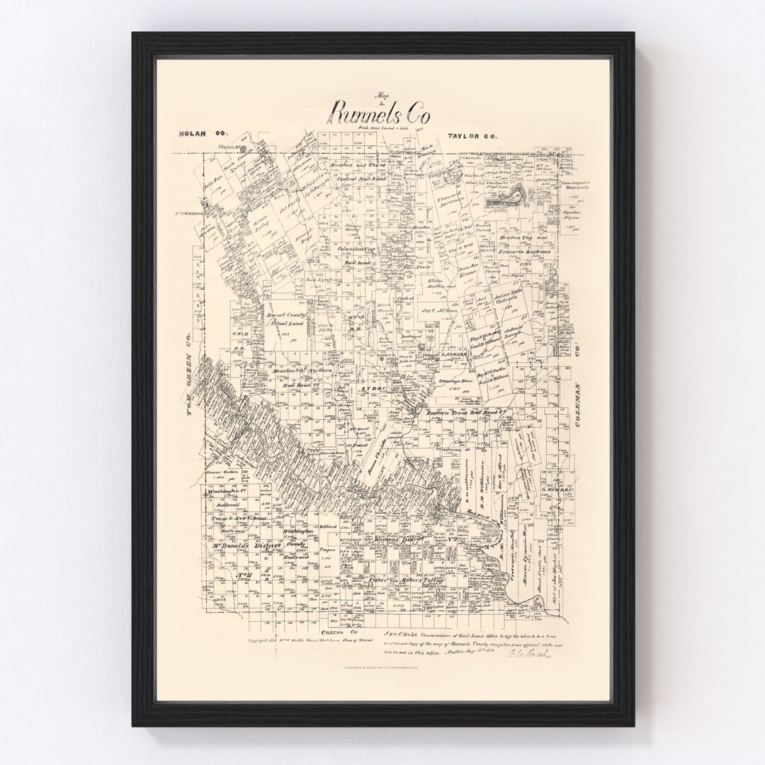 Runnels County Map 1879, Vintage Runnels County Map, Old Runnels County ...