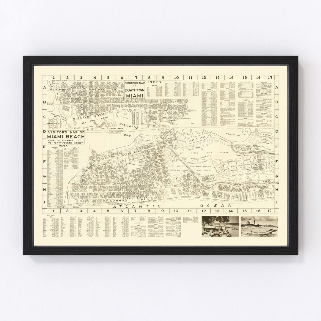 Miami Beach Map 1935, Vintage Miami Beach Map, Old Miami Beach Florida ...
