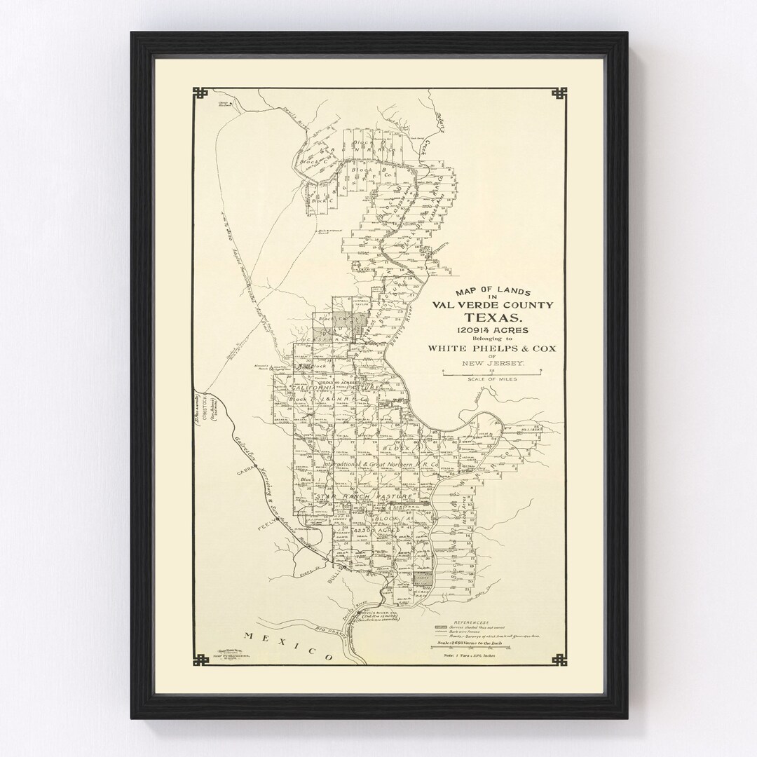 Val Verde County Map 1913, Vintage Val Verde County Map, Old Val Verde ...