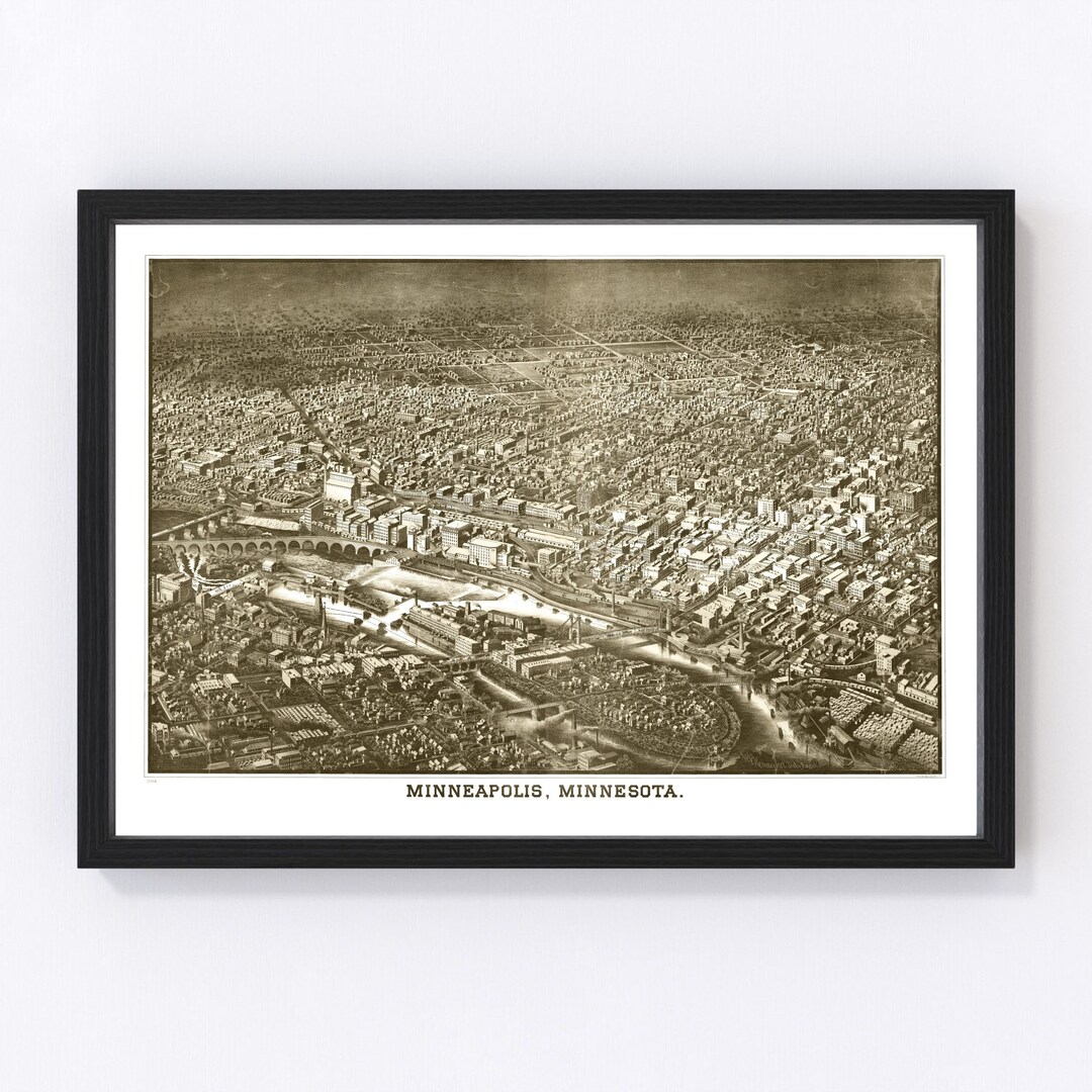 Minneapolis Map 1885 - Old Map of Minneapolis Minnesota Art Vintage ...