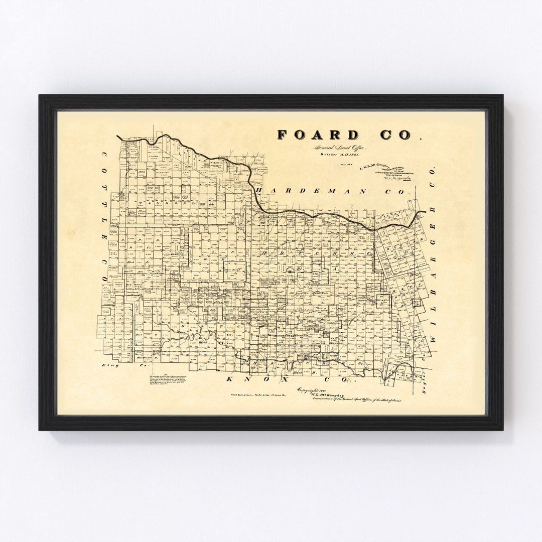 Foard County Texas Map 1891 Old Map of Foard County Texas Art Vintage ...