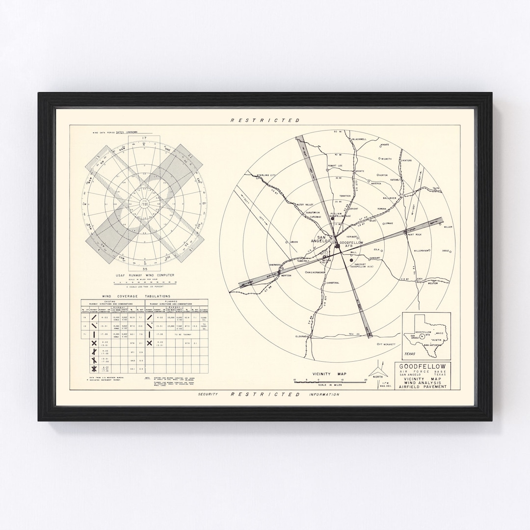 Greenville Air Force Base Vicinity Map 1951, Vintage Greenville Air ...