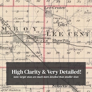 Lee County Map 1876, Vintage Lee County Map, Old Lee County Illinois ...
