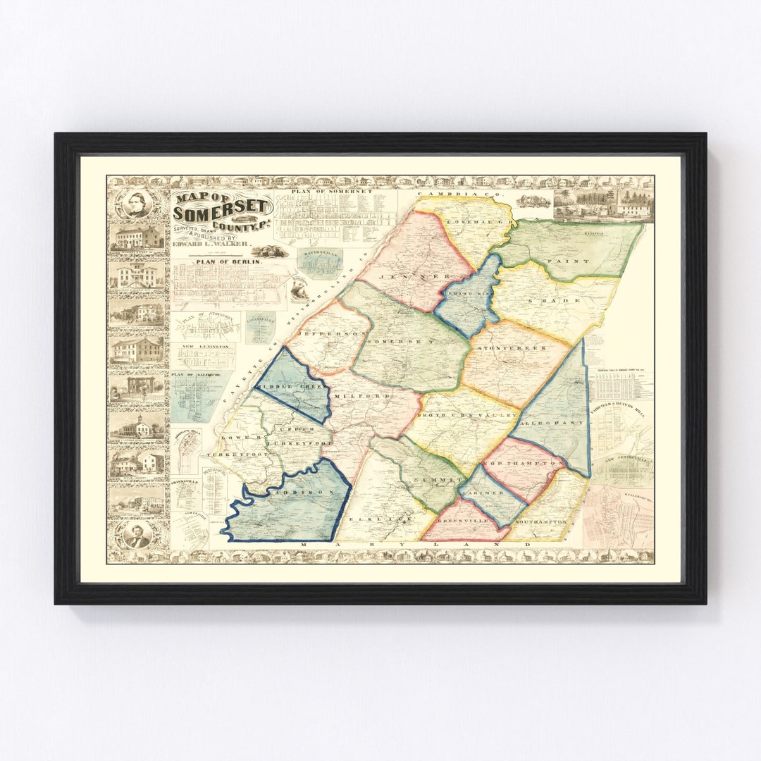 Somerset County Pennsylvania Map 1860 Old Map of Somerset County ...