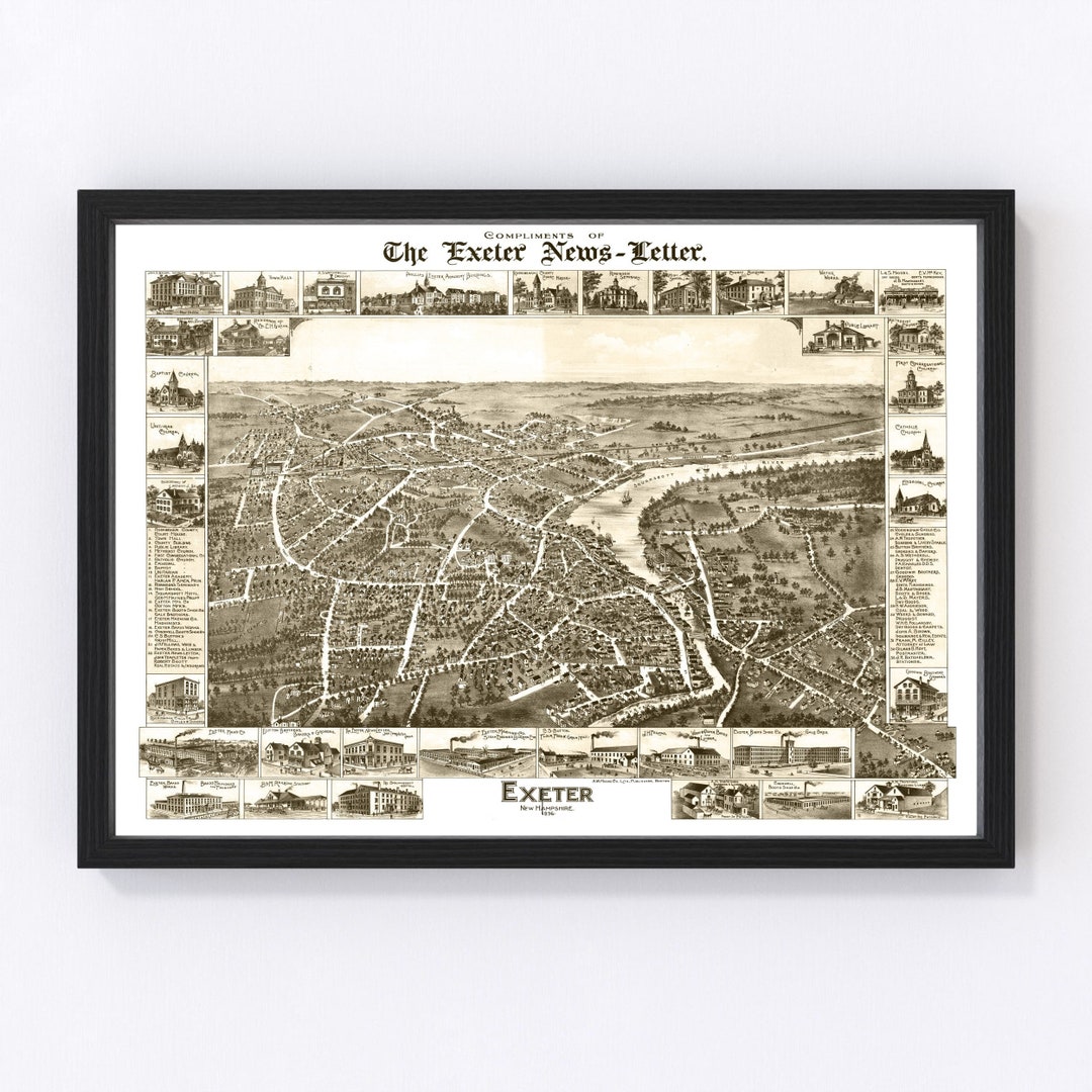 Exeter Map 1877 Old Map of Exeter New Hampshire Art Vintage Print ...