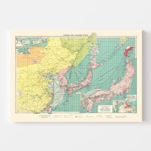 Chinese & Japanese Ports Map 1922 - Old Map of Chinese and Japanese ...