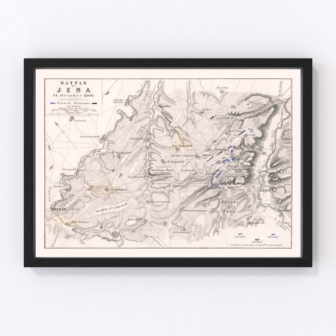 Battle of Jena Map 1806 Old Map of Battle of Jena Art Vintage Print ...