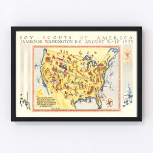 United States Map 1935 Old Map of United States Art Print Framed Wall ...