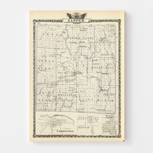 Jasper County IL Map 1876 Old Map of Newton Illinois Art Vintage Print ...