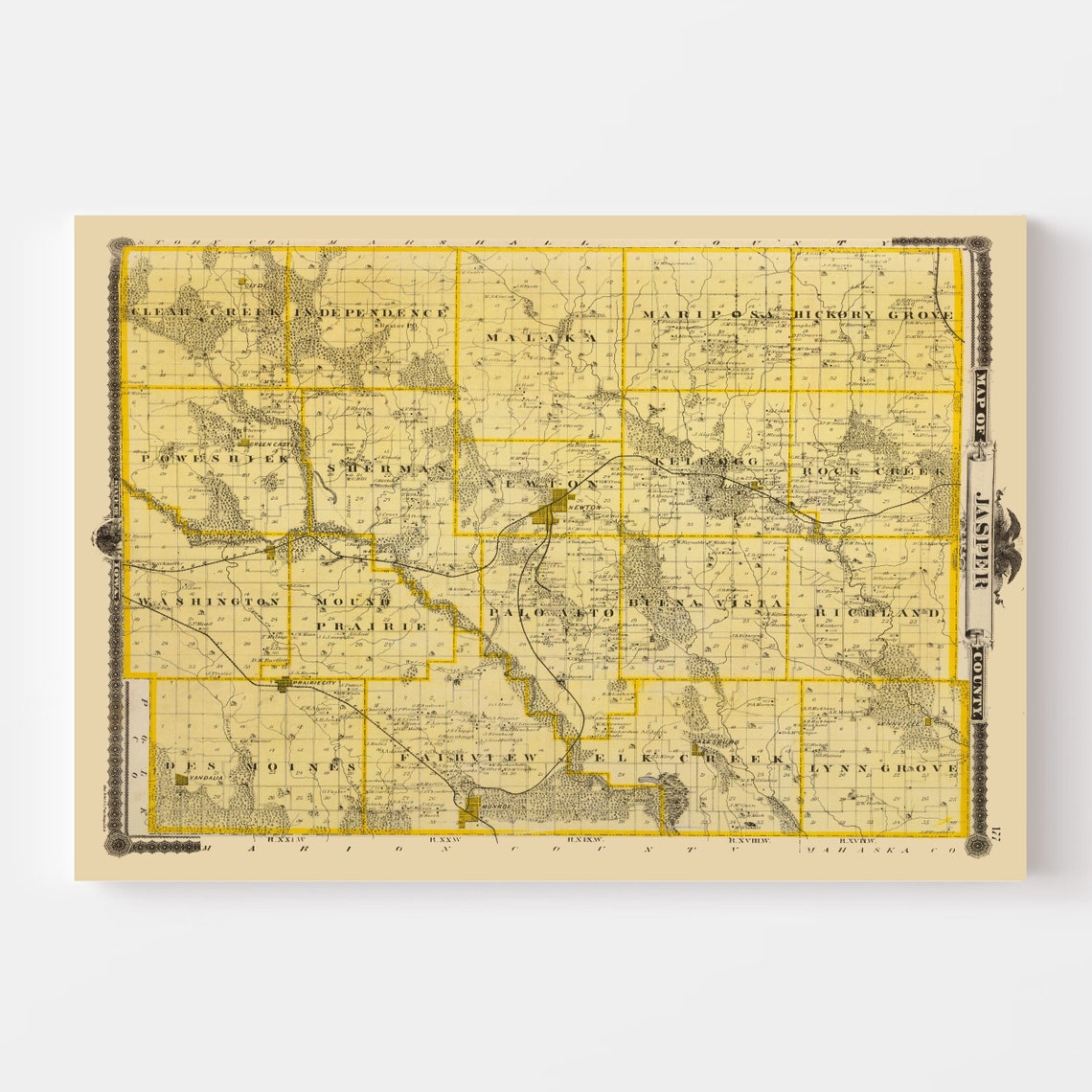 Jasper County Map 1875, Vintage Jasper County Map, Old Jasper County ...