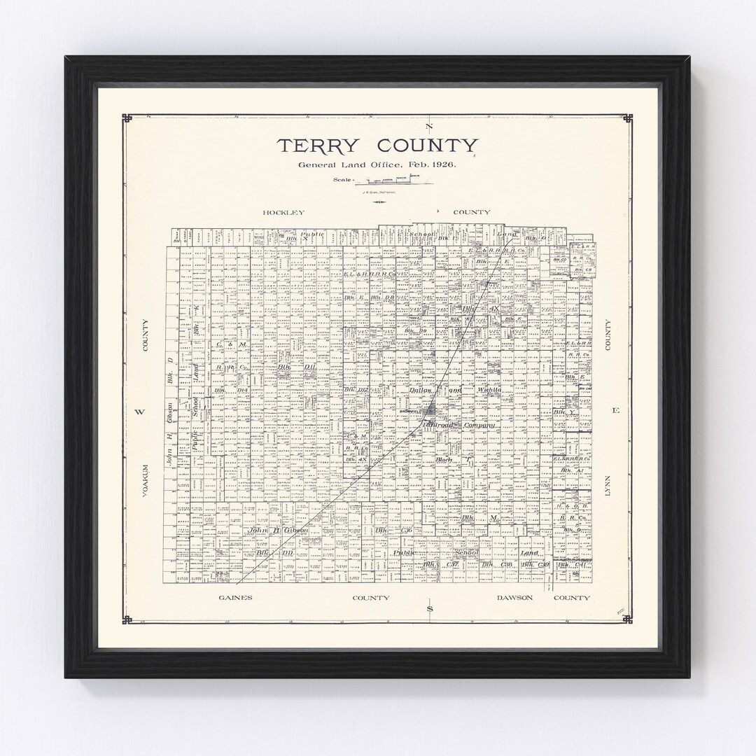 Terry County Map 1926, Vintage Terry County Map, Old Terry County Texas ...