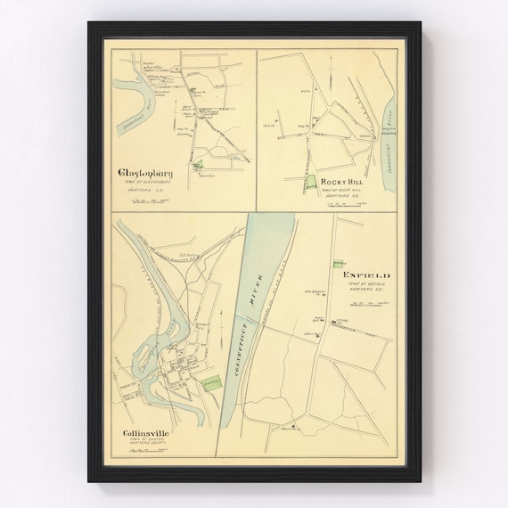 Collinsville Map 1893 Old Map of Collinsville Connecticut - Etsy