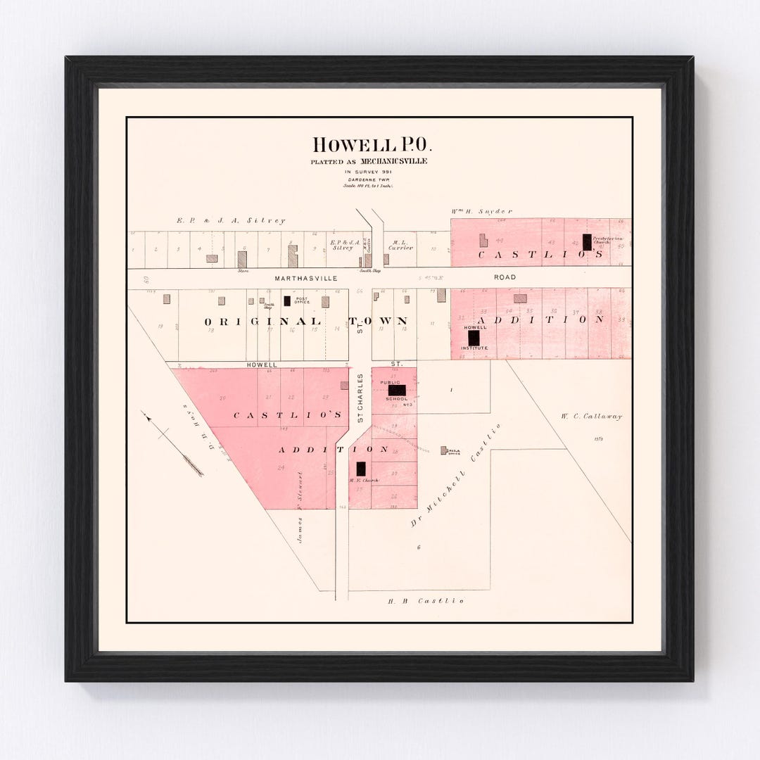 Howell Map 1905 Old Map of Howell Missouri Art Vintage Print Framed ...