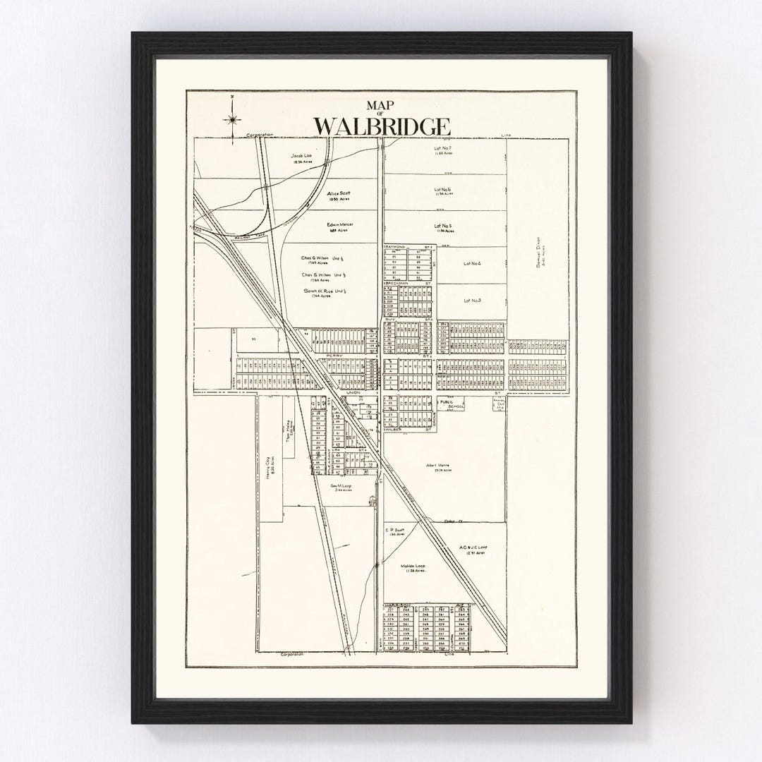 Walbridge Map 1912 Old Map of Walbridge Ohio Art Vintage Print Framed ...