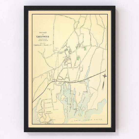 Greenwich Map 1893 Old Map of Greenwich Connecticut Art - Etsy UK