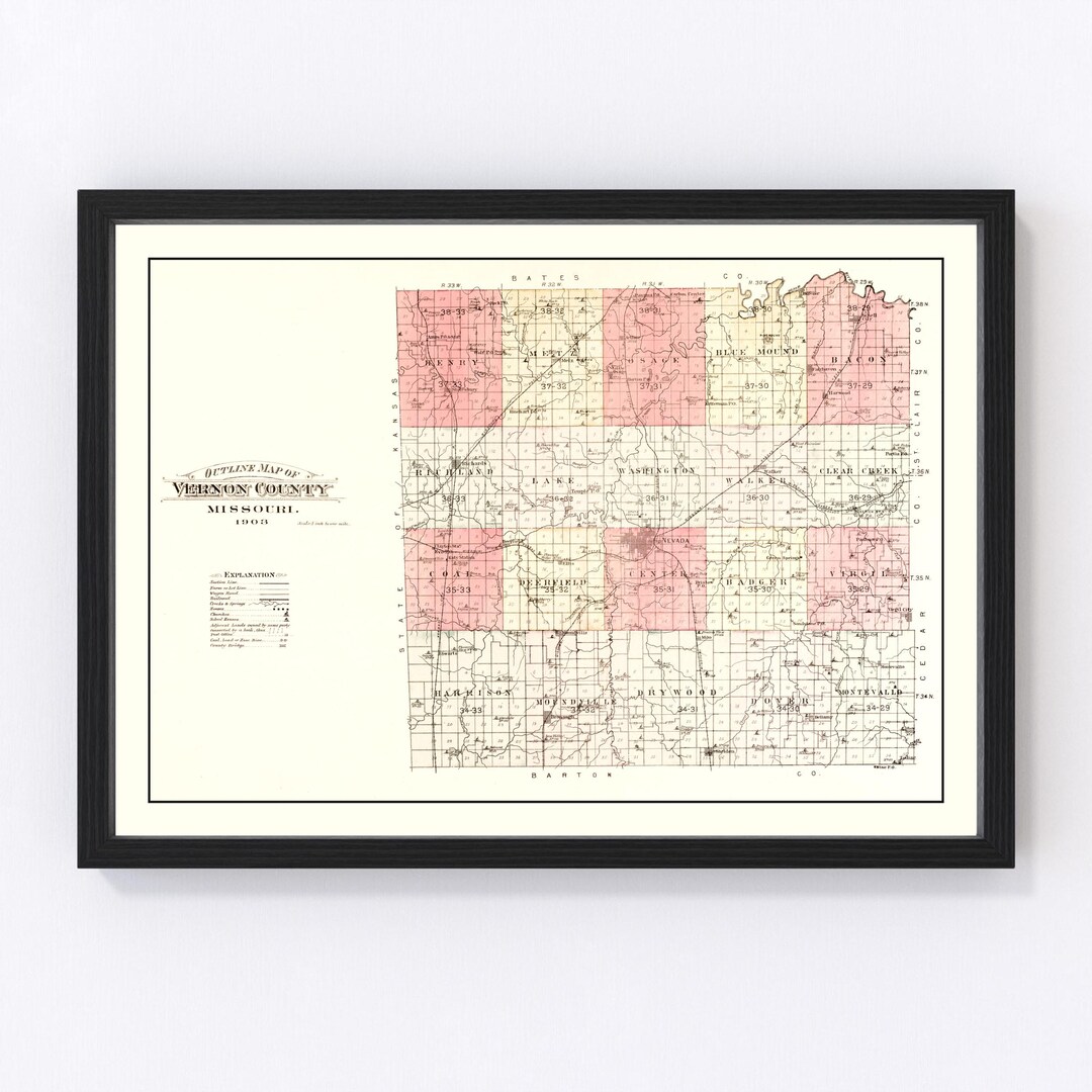 Vernon County Map 1903, Vintage Vernon County Map, Old Vernon County ...