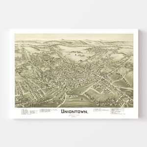 Uniontown Map 1897 Old Map of Uniontown Pennsylvania Art Vintage Print ...