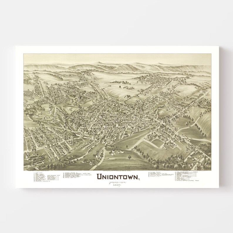 Uniontown Map 1897 Old Map of Uniontown Pennsylvania Art - Etsy