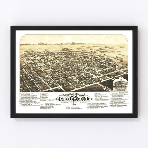 Greeley Map 1882 Old Map of Greeley Colorado Art Vintage - Etsy