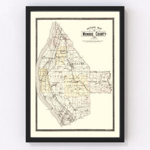 Monroe County IL Map 1901 Old Map of Illinois Art Vintage Print Framed ...