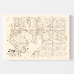 Hillsborough County FL Map 1882 Old Map of Tampa Florida Art Vintage ...