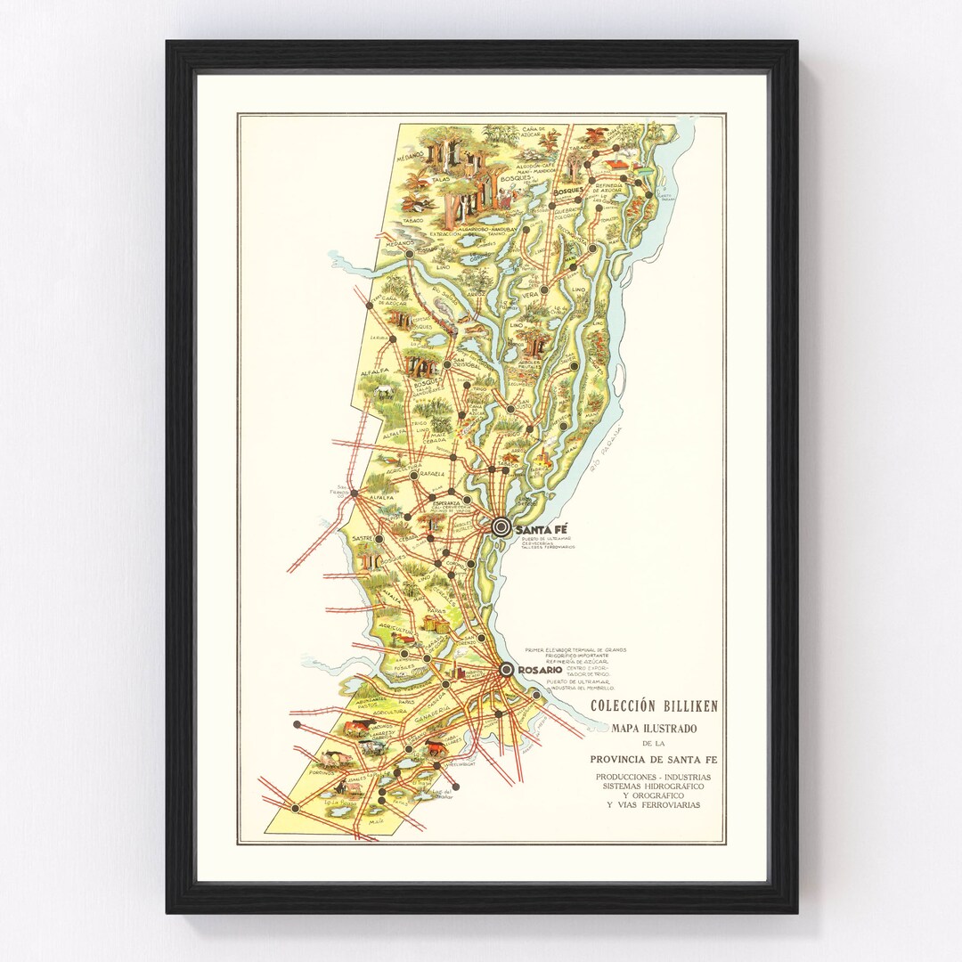 Santa Fe Map 1933 Old Map of Santa Fe Argentina Art Vintage Print ...