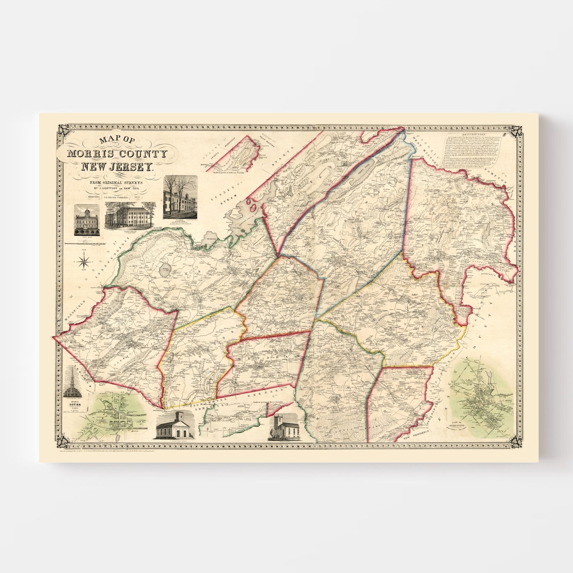Morris County New Jersey Map 1853 Old Map of Morris County - Etsy