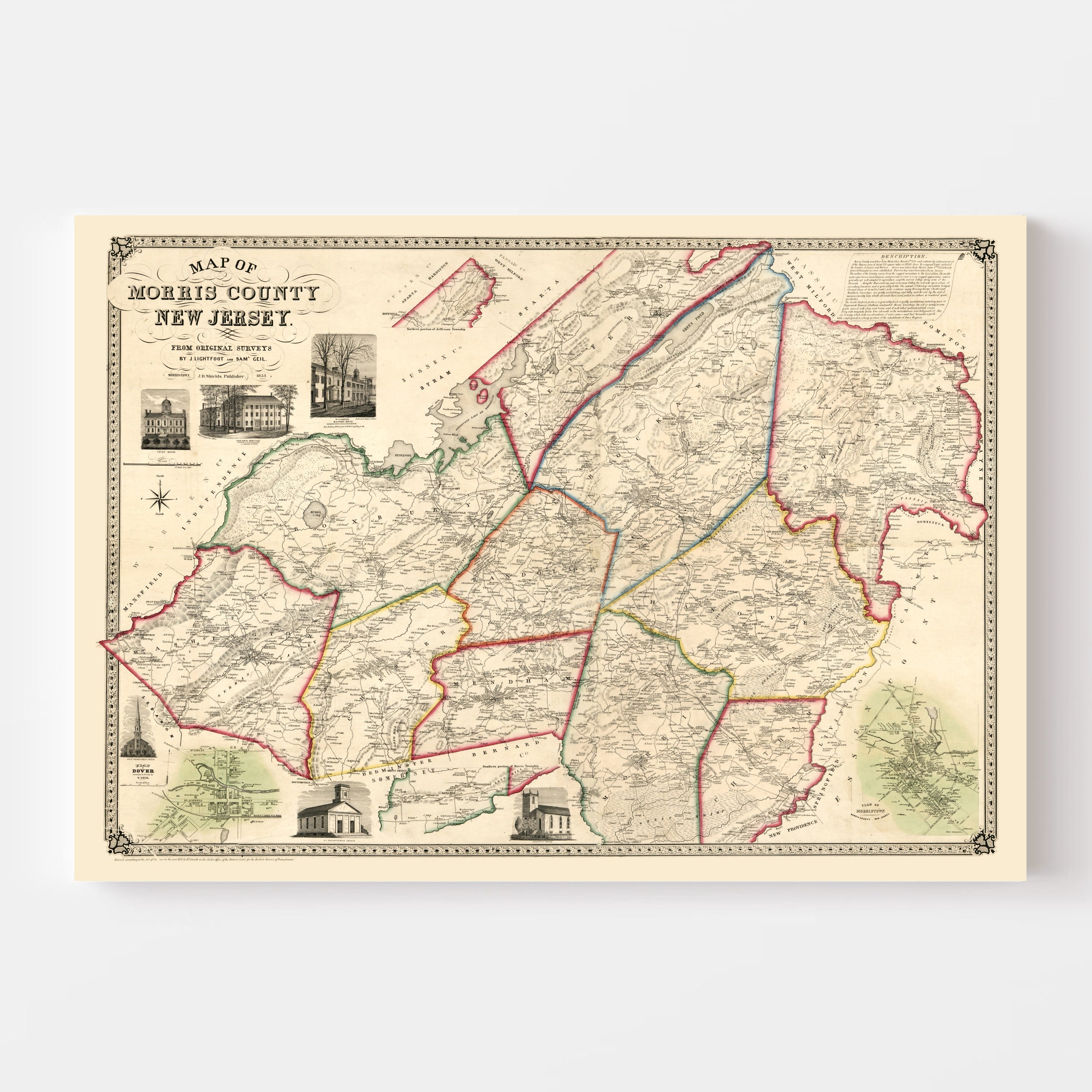 Morris County New Jersey Map 1853 Old Map of Morris County - Etsy