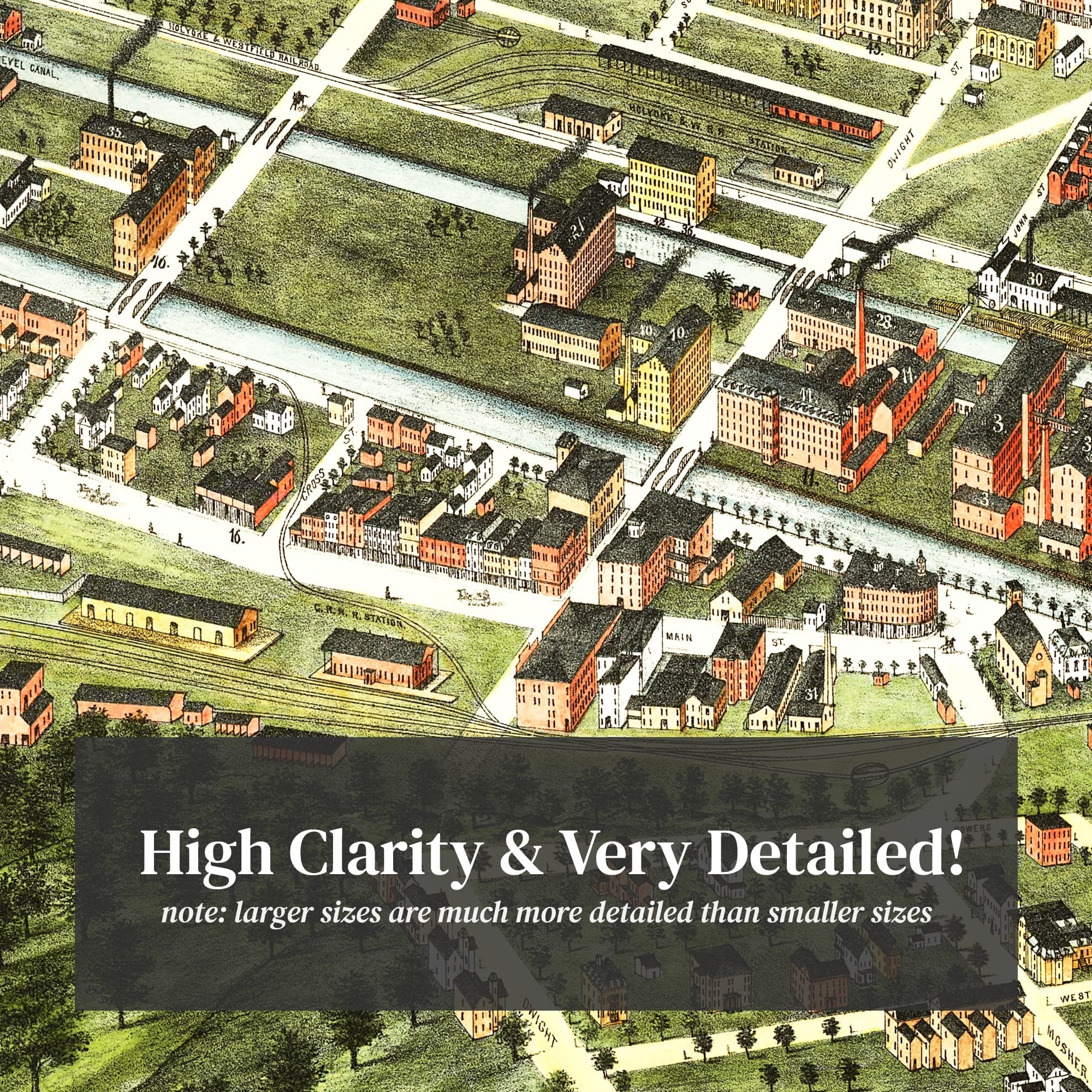 Holyoke Map 1877 Old Map of Holyoke Massachusetts Art - Etsy