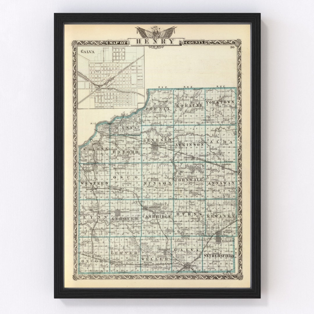 Henry County Map 1876, Vintage Henry County Map, Old Henry County ...