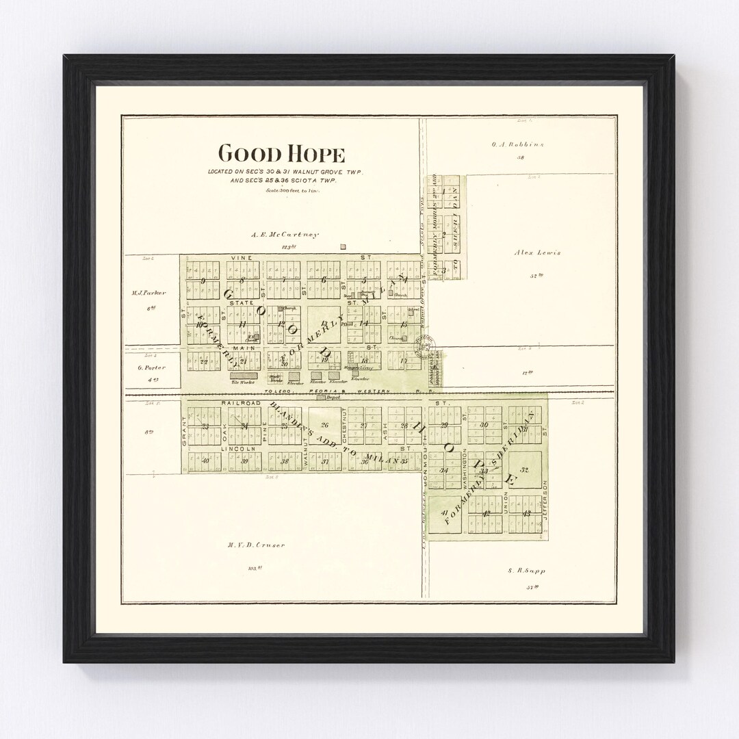 Good Hope Map 1893, Vintage Good Hope Map, Old Good Hope Illinois Art ...