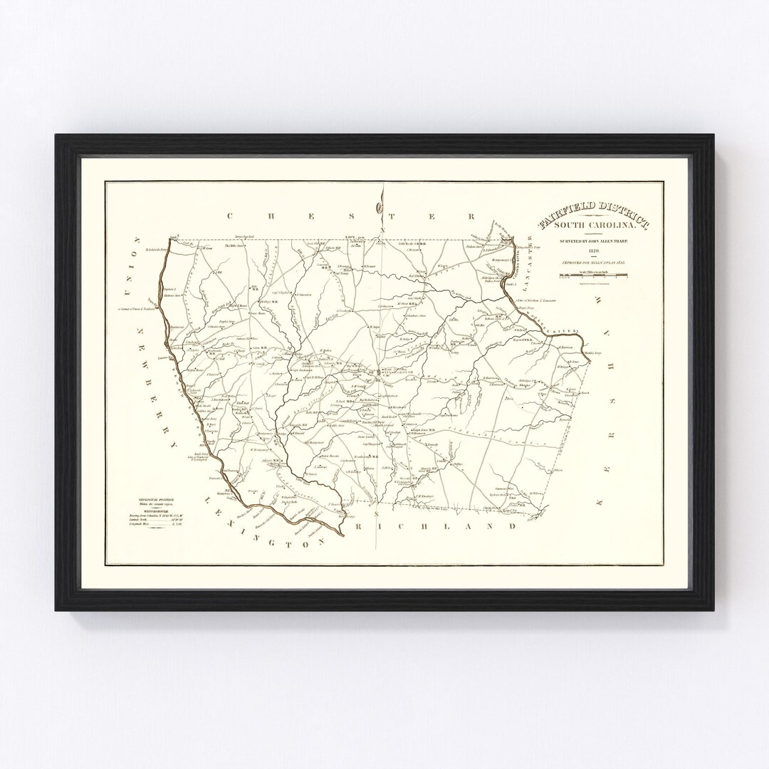 Fairfield County Map 1825, Vintage Fairfield County Map, Old Fairfield ...