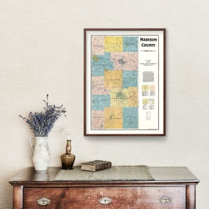 Madison County IN Map 1921 Old Map of Indiana Art Vintage Print Framed ...