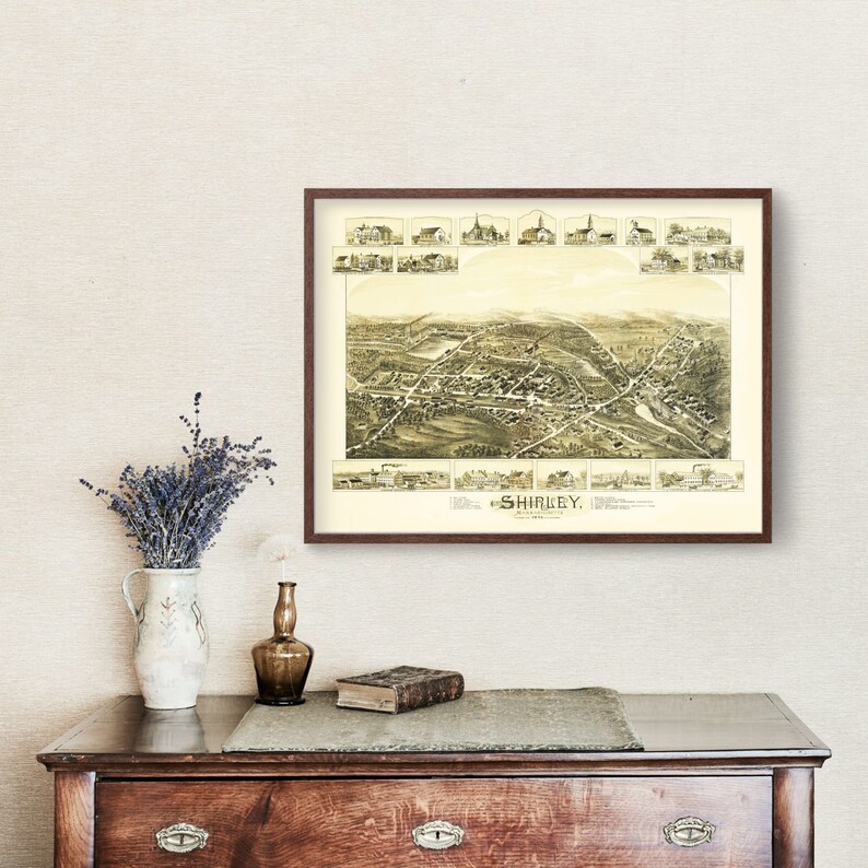 Shirley Map 1892, Vintage Shirley Map, Old Shirley Massachusetts Art ...
