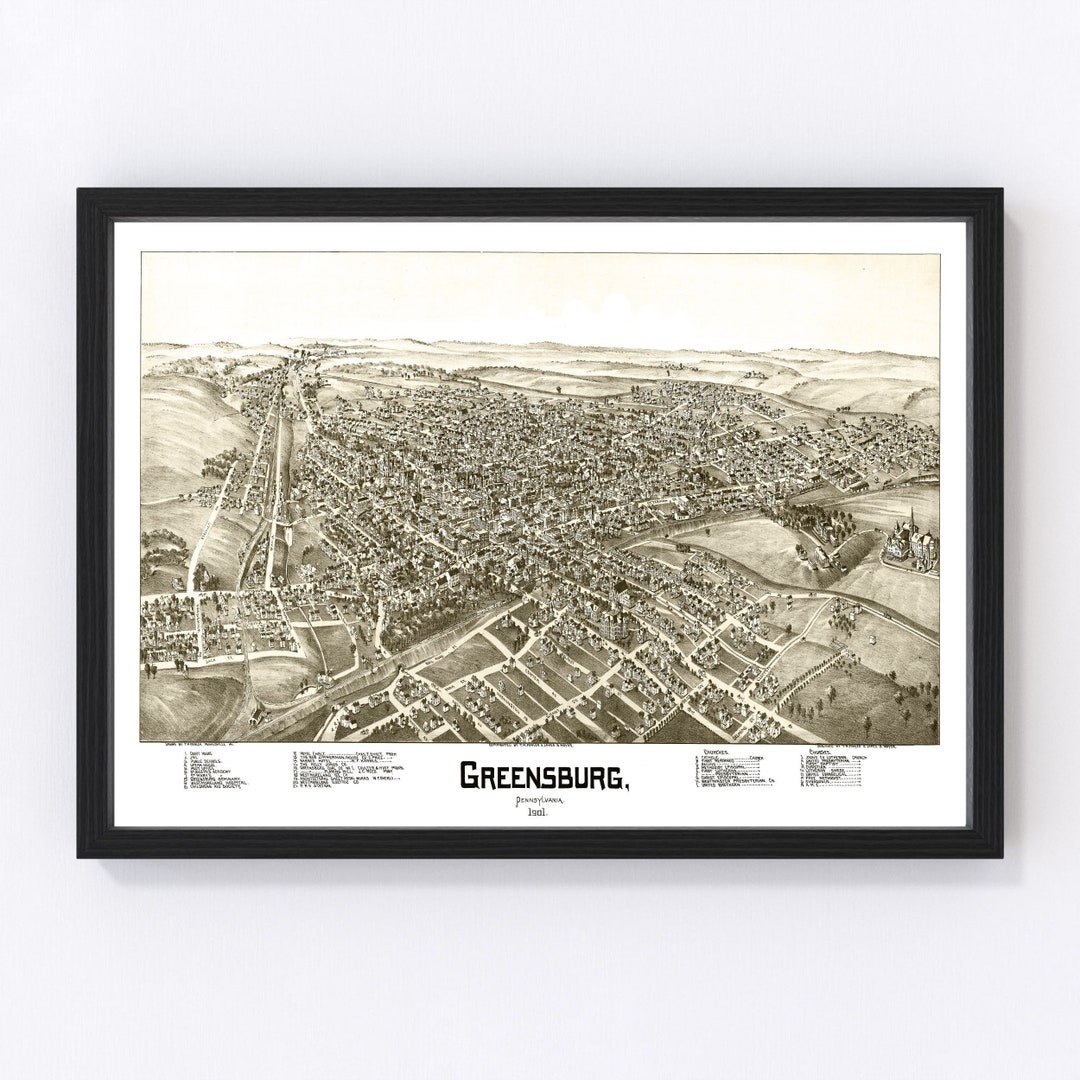 Greensburg Map 1901, Vintage Greensburg Map, Old Greensburg ...
