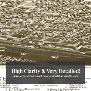 Cheyenne Map 1882 Old Map of Cheyenne Wyoming Art Vintage Print Framed ...