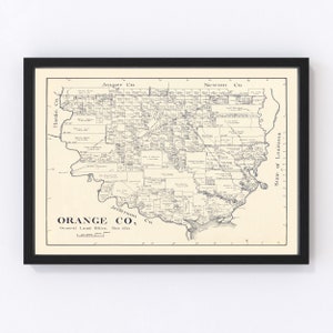 Orange County TX Map 1921 Old Map of Texas Art Vintage Print Framed ...