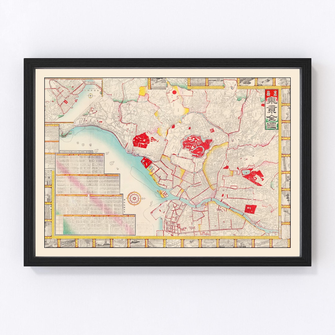 Tokyo Map 1895, Vintage Tokyo Map, Old Tokyo Art, Wall Art Gift for ...