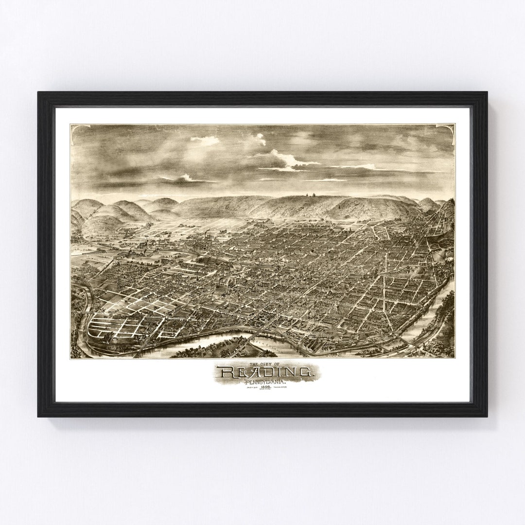 Reading Map 1898 - Old Map of Reading Pennsylvania Art Vintage Print ...