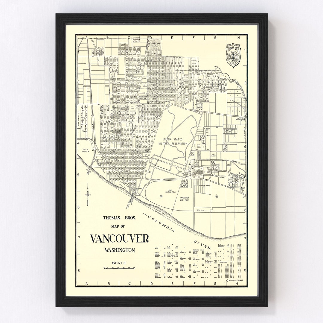 Vancouver Map 1920, Vintage Vancouver Map, Old Vancouver Washington Art ...