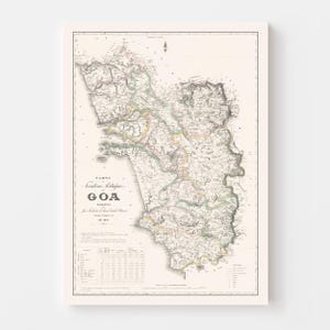 Goa, India Map 1878 Old Map of Goa, India India Art Vintage Print ...