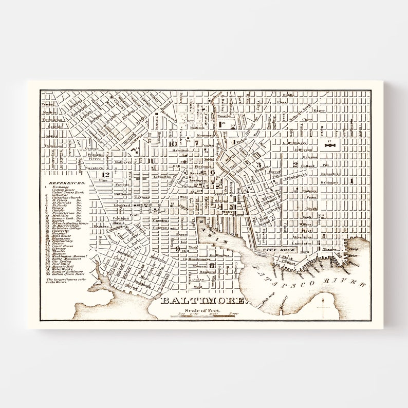 Baltimore Map 1837 Old Map of Baltimore Maryland Art Vintage - Etsy
