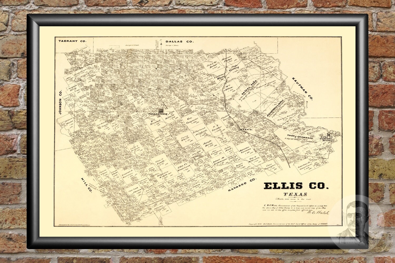 Vintage Ellis County Map 1879 Old Map of Ellis County Texas | Etsy