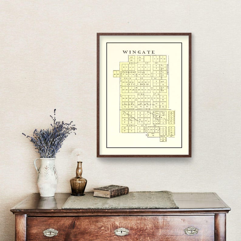 Wingate Map 1898, Vintage Wingate Map, Old Wingate Indiana Art, Wall ...