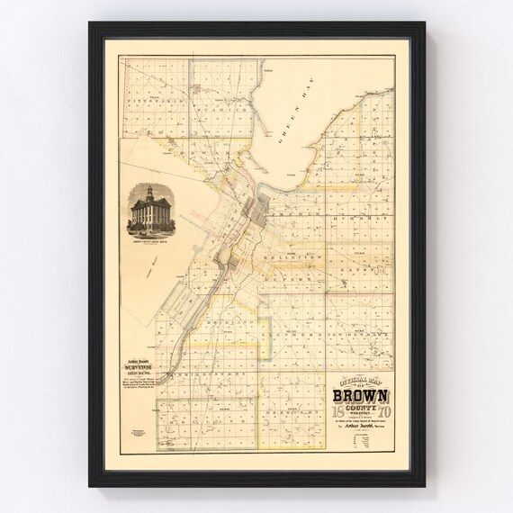 Brown County Wisconsin Map 1870 Old Map of Brown County - Etsy