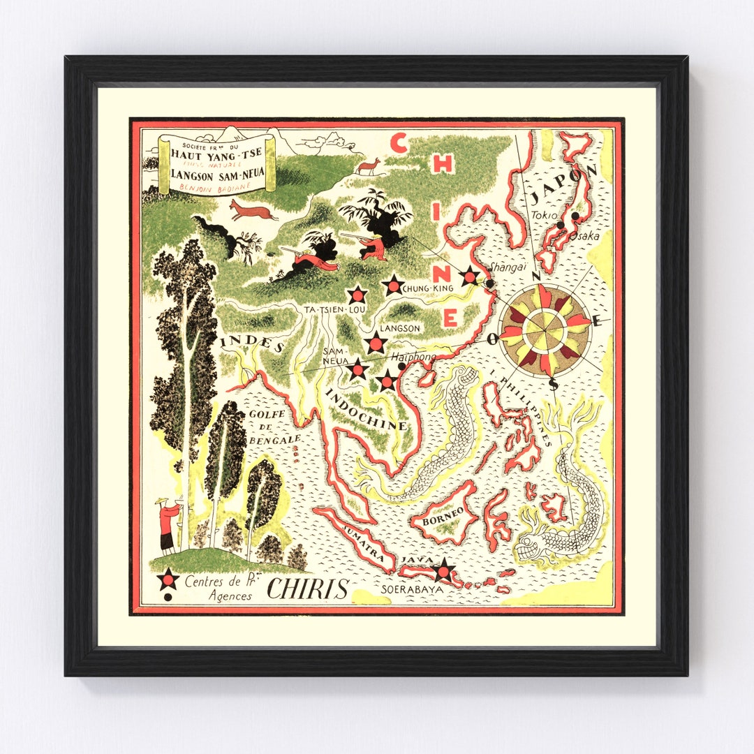 China Map 1931 Old Map of China Art Print Framed Wall Art Vintage ...