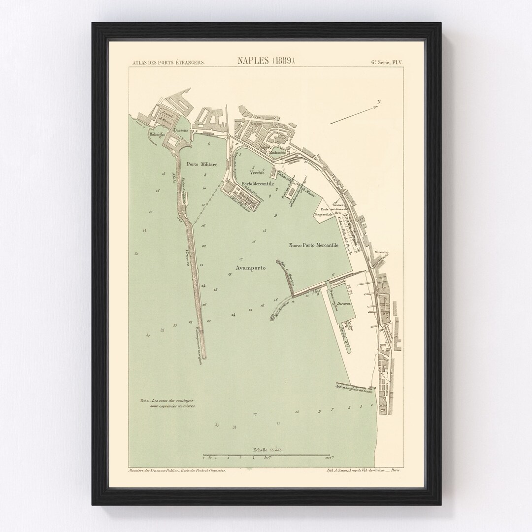 Naples Map 1889, Vintage Naples Map, Old Naples Art, Wall Art Gift for ...